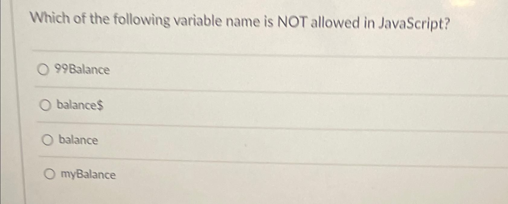 Solved Which of the following variable name is NOT allowed | Chegg.com