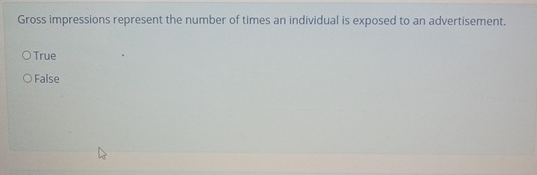 Solved Gross impressions represent the number of times an | Chegg.com