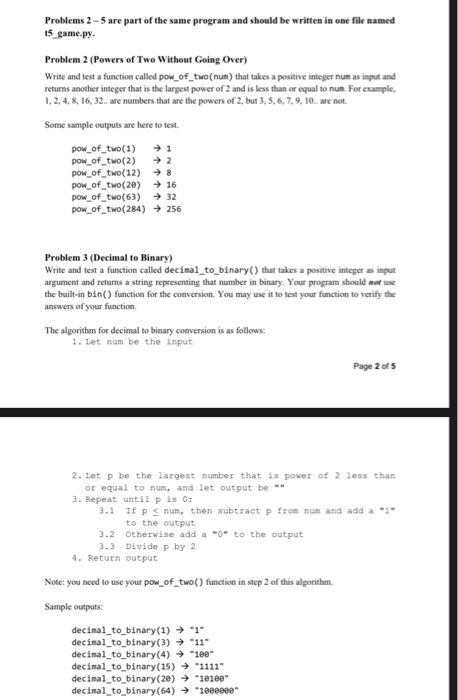 Solved Problems 2 - 5 are part of the same program and | Chegg.com