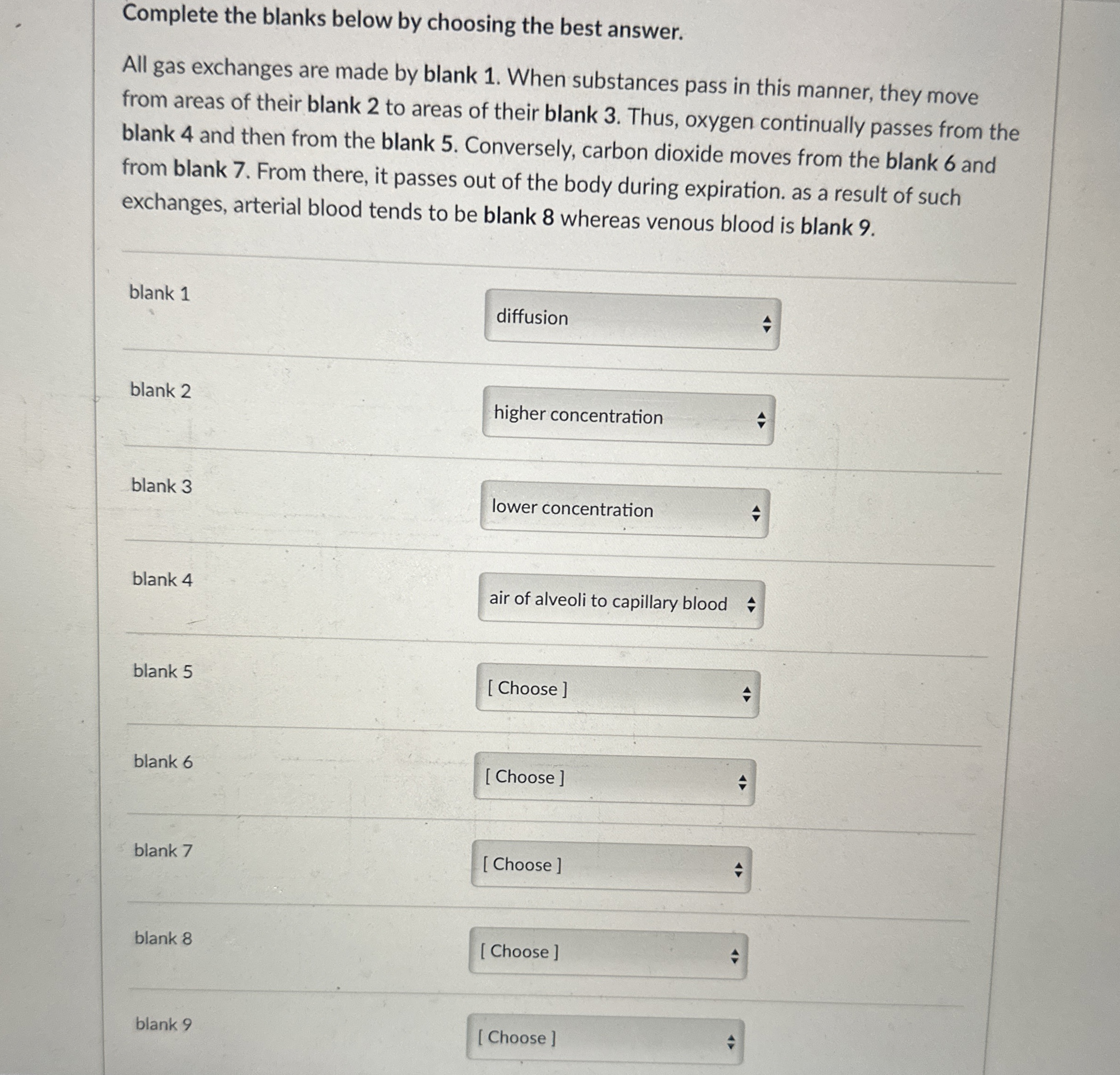 Solved Complete the blanks below by choosing the best | Chegg.com