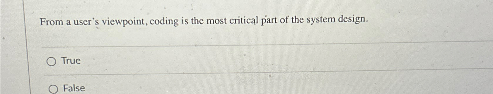 Solved From a user's viewpoint, coding is the most critical | Chegg.com