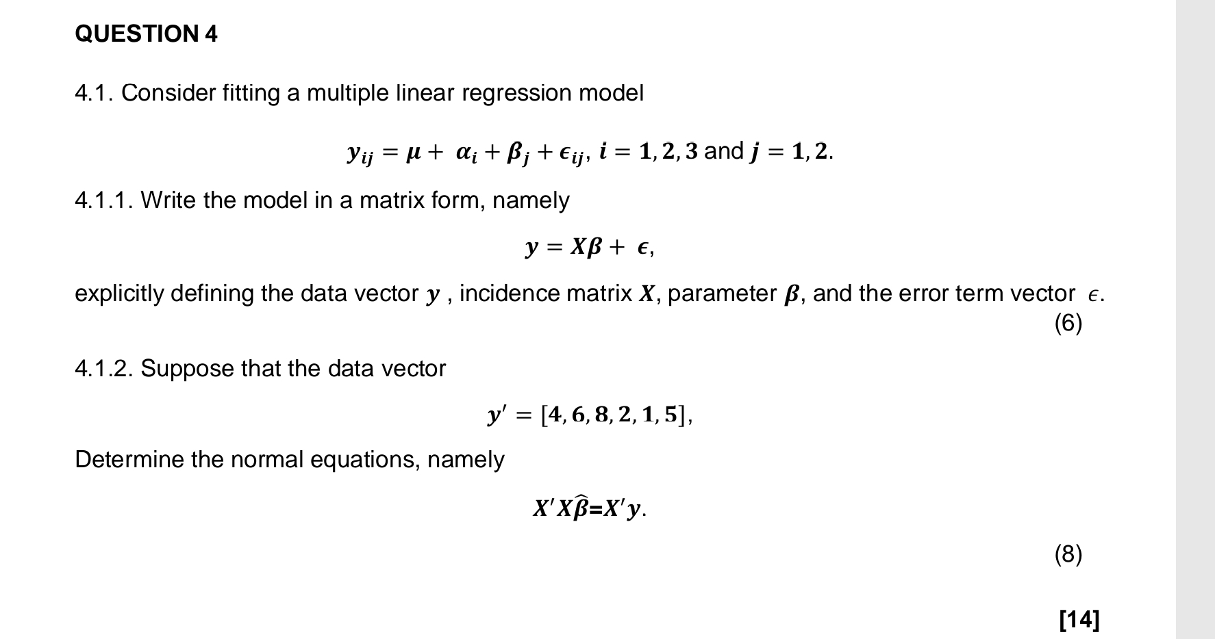 Solved QUESTION 44.1. ﻿Consider fitting a multiple linear | Chegg.com