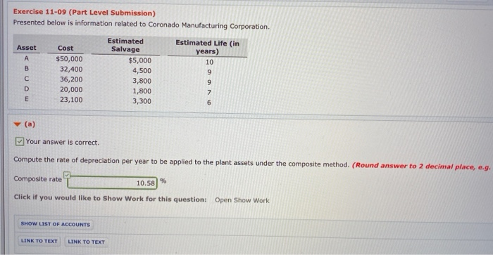 Solved Exercise 11-09 (Part Level Submission) Presented | Chegg.com