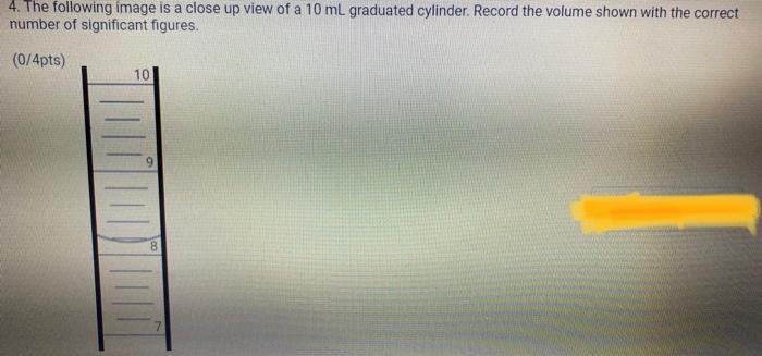 Solved 4. The following image is a close up view of a 10 mL | Chegg.com