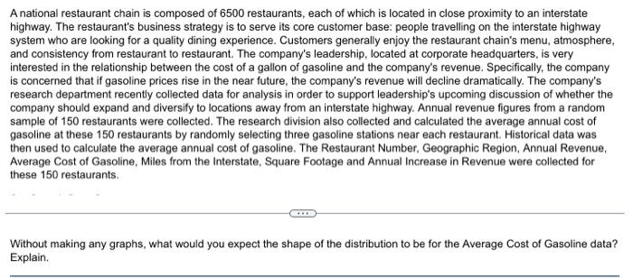Solved A national restaurant chain is composed of 6500 | Chegg.com