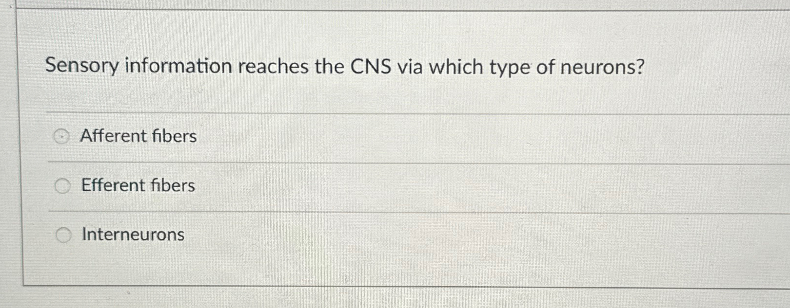 Solved Sensory information reaches the CNS via which type of | Chegg.com