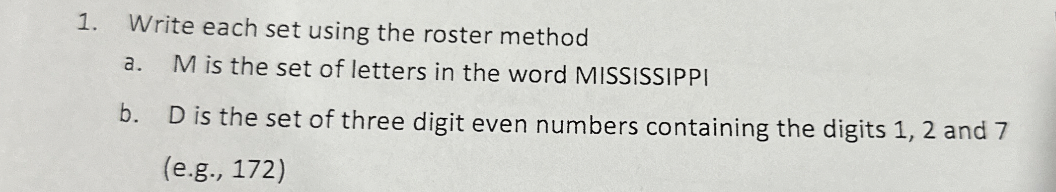 Write each set using the roster methoda. M ﻿is the | Chegg.com
