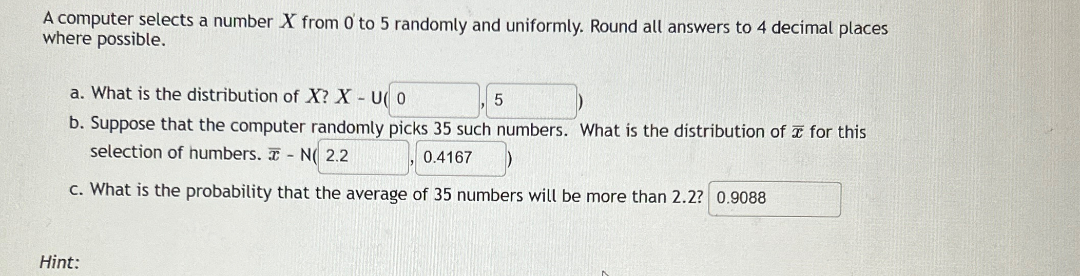 Solved A computer selects a number x ﻿from 0 ﻿to 5 ﻿randomly | Chegg.com