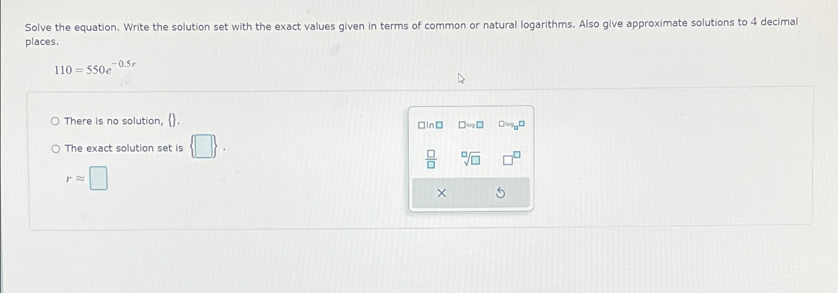 Solved Solve the equation. Write the solution set with the | Chegg.com Solved Solve the equation. Write the solution set with the | Chegg.com