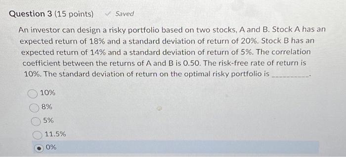 An investor can design a risky portfolio based on two | Chegg.com