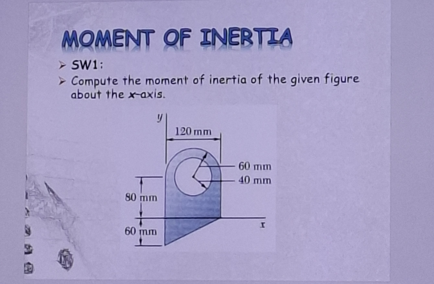 Solved MOMENT OF INERTIA> ﻿SW1:Compute the moment of inertia | Chegg.com