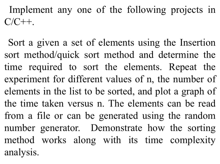 Solved project 1 Implement any one of the following | Chegg.com