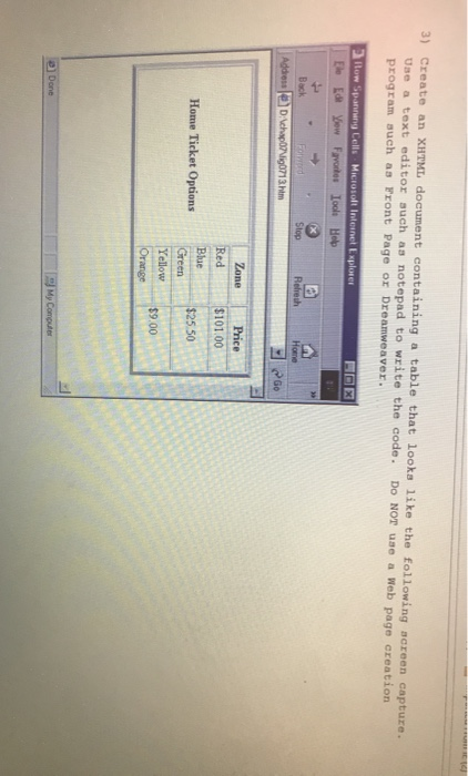 Solved 3 Create An Xhtml Document Containing A Table That 5360