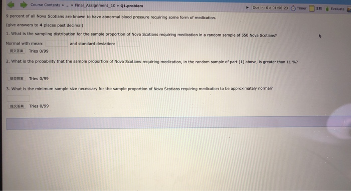 Solved Timer Evaluate Course Contents... Final Assignment | Chegg.com