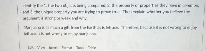 Identify the 1, the two objects being compared, 2. | Chegg.com