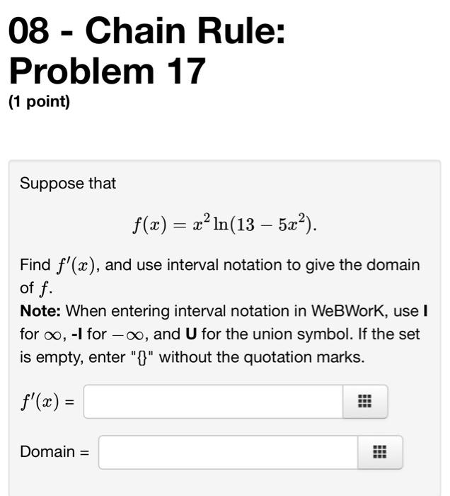 Solved 08 Chain Rule Problem 17 1 Point Suppose That 