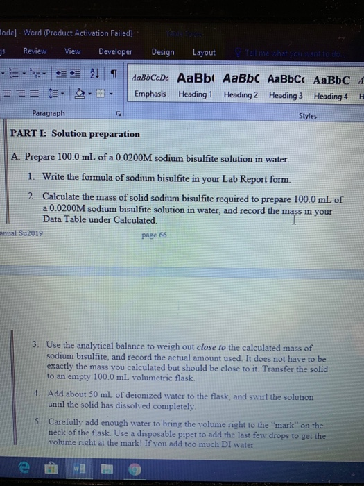 Solved Do all the calculations for Part I: Solution | Chegg.com