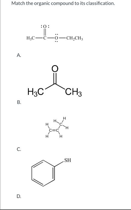 Match the organic compound to its classification. | Chegg.com