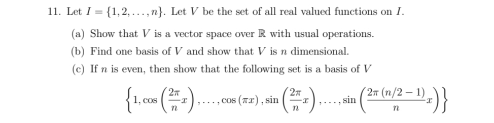 Solved Let I={1,2,dots,n}. ﻿Let V ﻿be the set of all real | Chegg.com