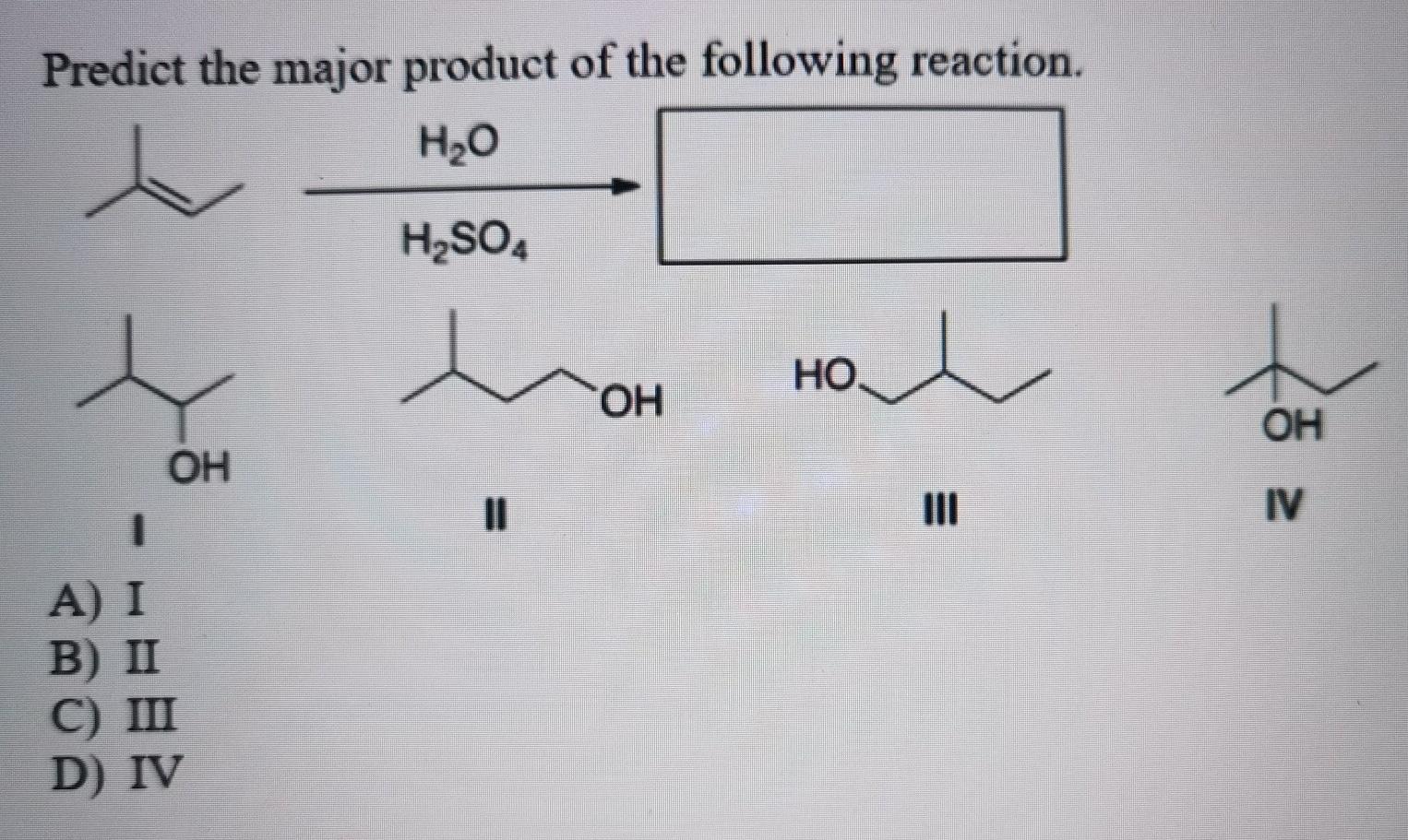 Solved Predict the major product of the following | Chegg.com