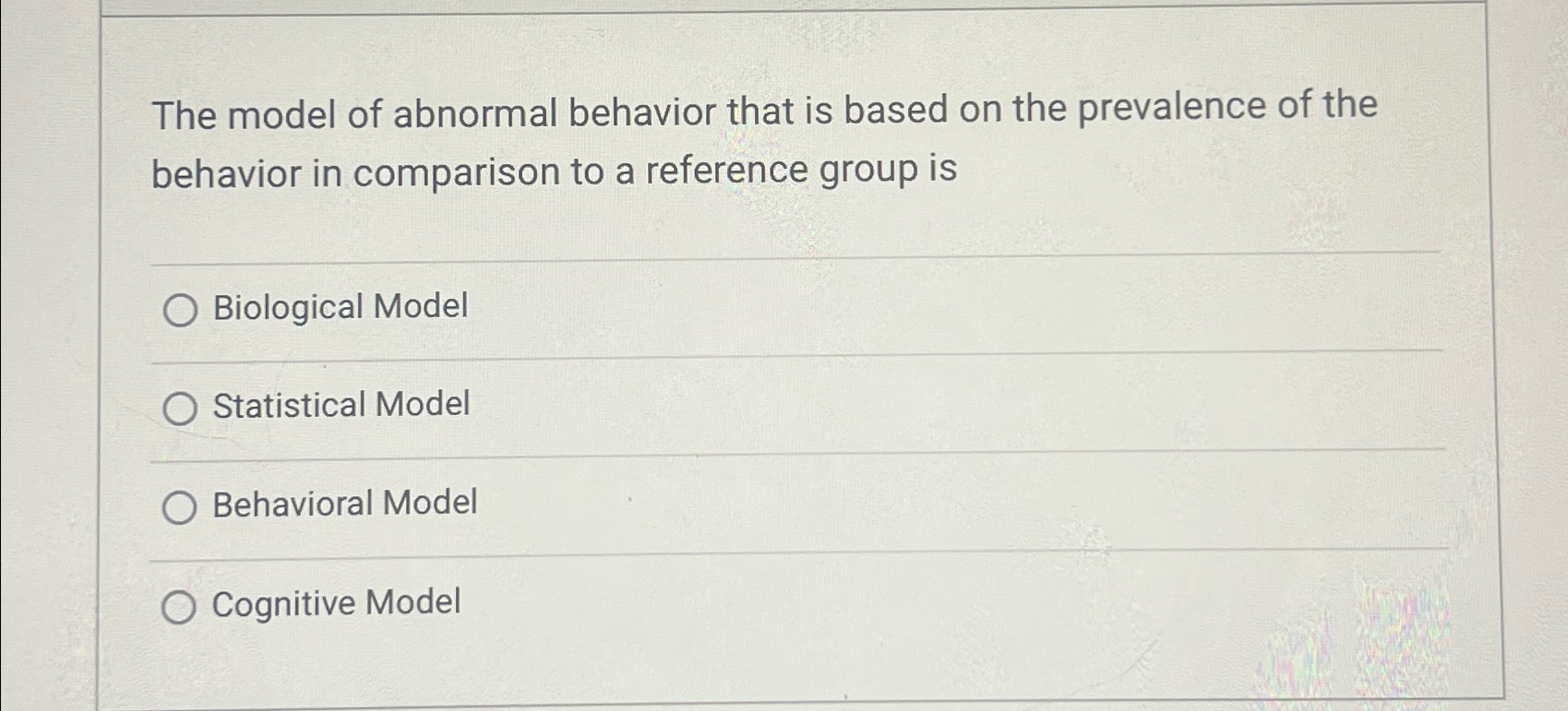 Solved The model of abnormal behavior that is based on the | Chegg.com