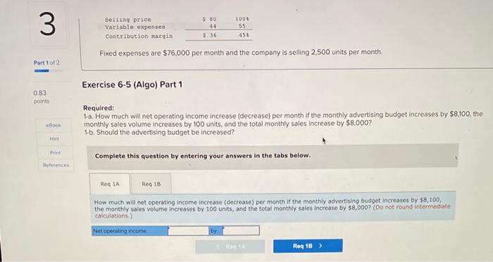 Solved Exercise 6-1 (Algo) The Effect of Changes in Sales | Chegg.com