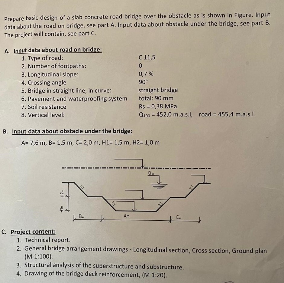 Solved Prepare basic design of a slab concrete road bridge | Chegg.com