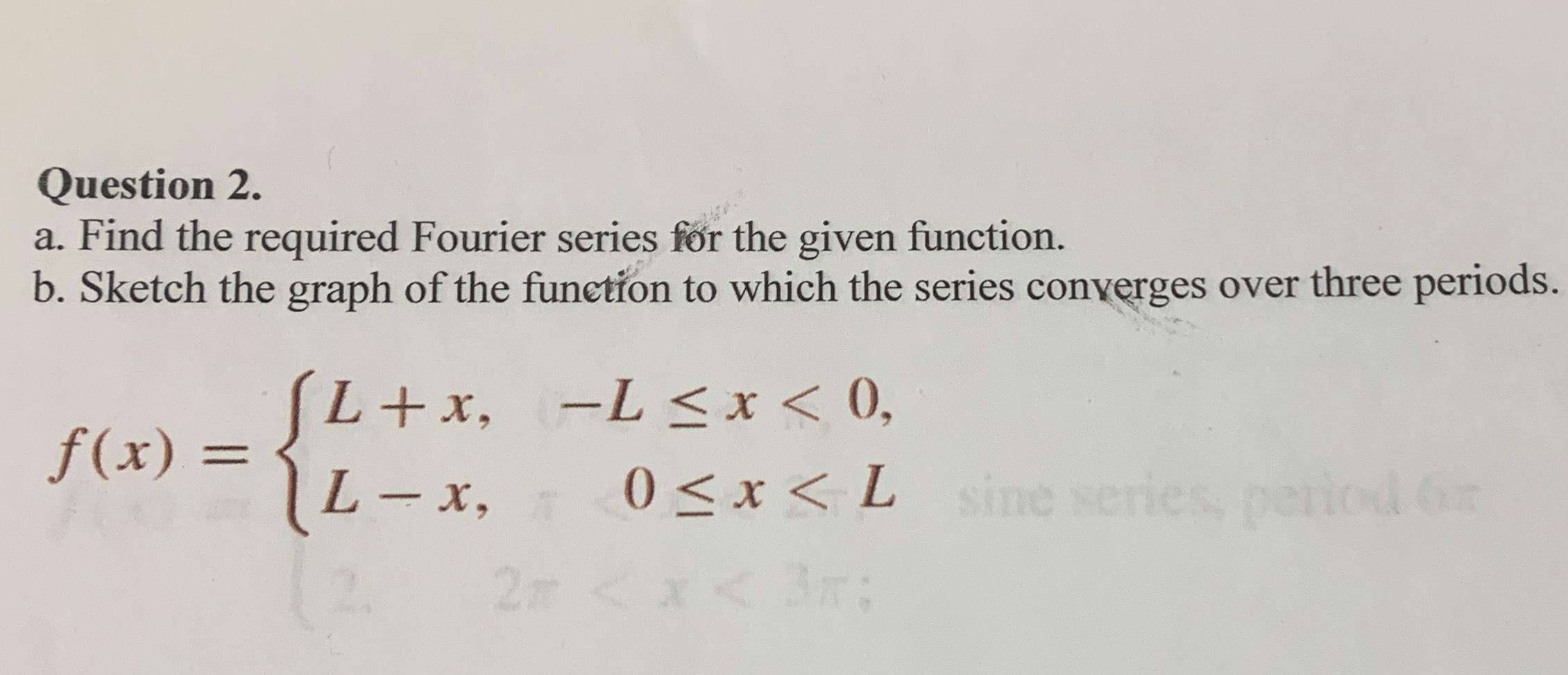 Solved Question 2.a. ﻿Find the required Fourier series for | Chegg.com