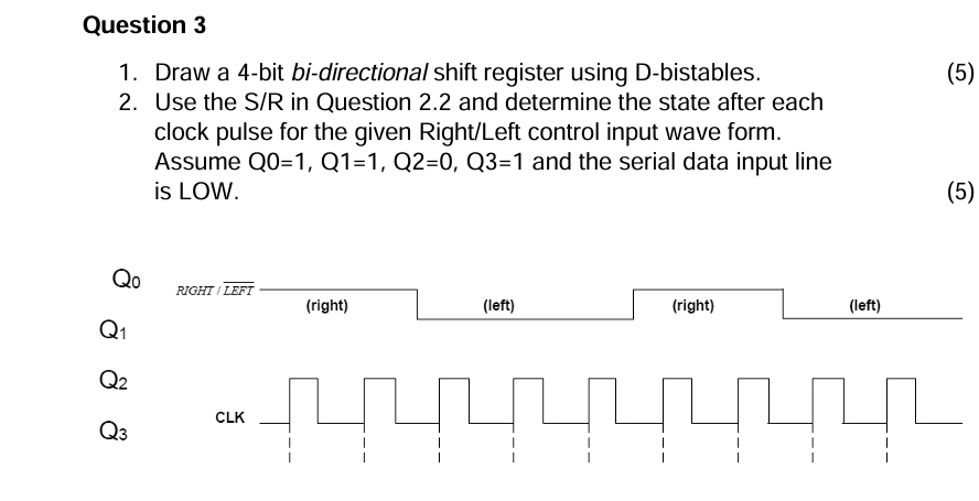 Solved Question 3Draw a 4-bit bi-directional shift register | Chegg.com