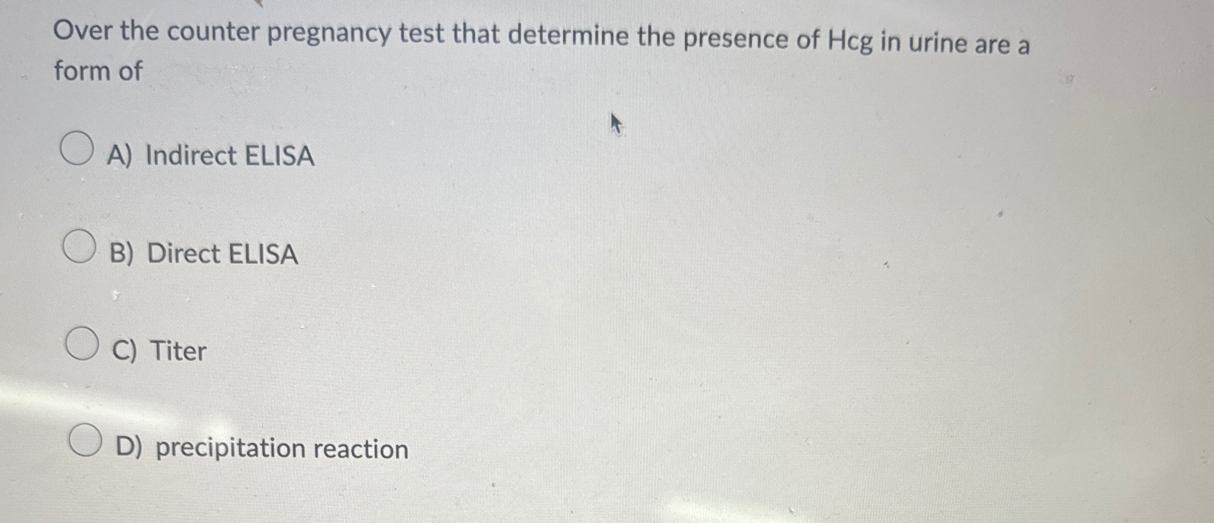 Solved Over the counter pregnancy test that determine the | Chegg.com
