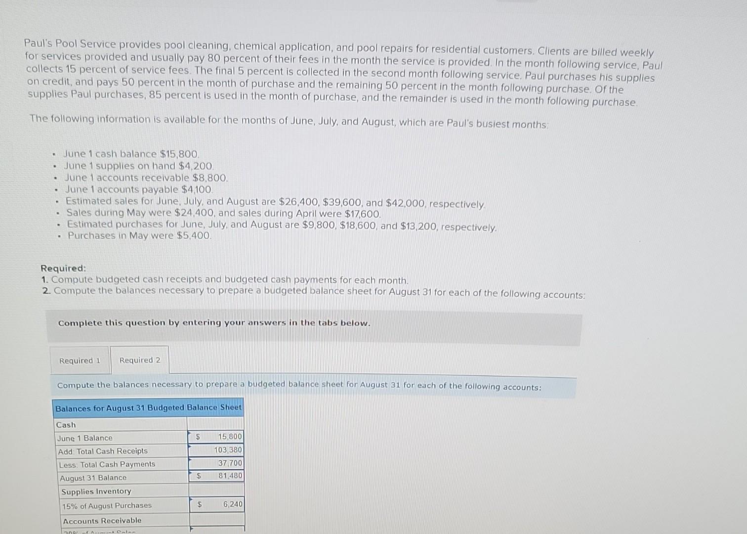 Solved Paul's Pool Service provides pool cleaning, chemical | Chegg.com