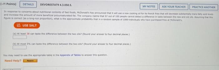 Solved 1-/1 Points) DETAILS DEVORESTATO 4.3.050.5 MY NOTES | Chegg.com