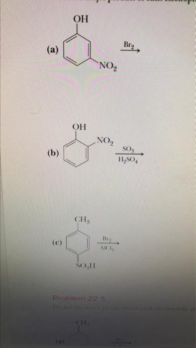 Solved OH (a) Br2 NO, HO NO, (b) SO, 11,SO CH, (c) BE AICI | Chegg.com
