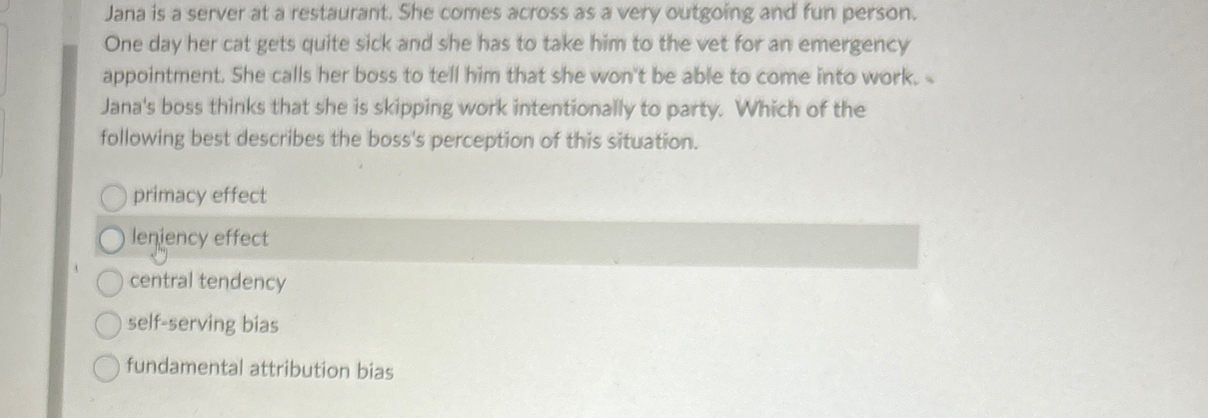 Solved Jana is a server at a restaurant. She comes across as | Chegg.com