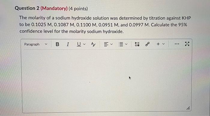 Solved The molarity of a sodium hydroxide solution was | Chegg.com