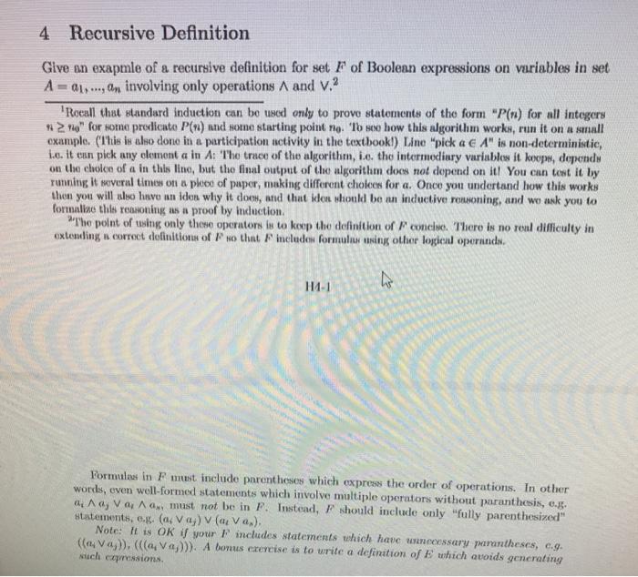 4 Recursive Definition Give an exapmle of a recursive | Chegg.com