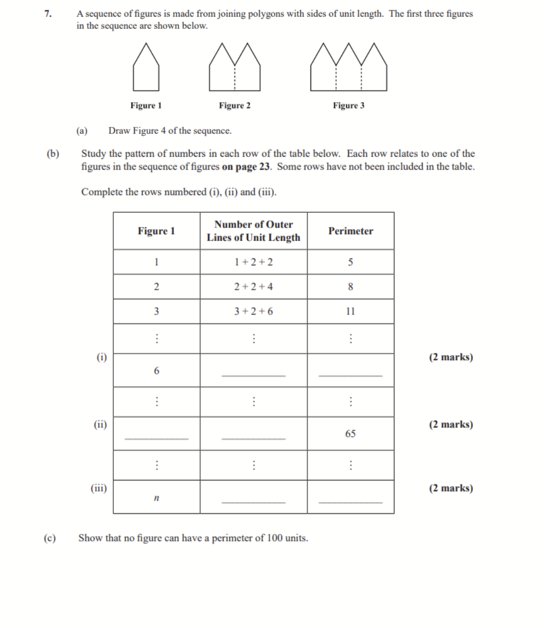 Solved 7. A sequence of figures is made from joining | Chegg.com