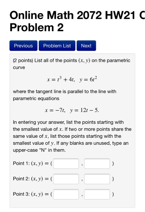 Solved Online Math 2072 HW21 C Problem 2 Previous Problem | Chegg.com