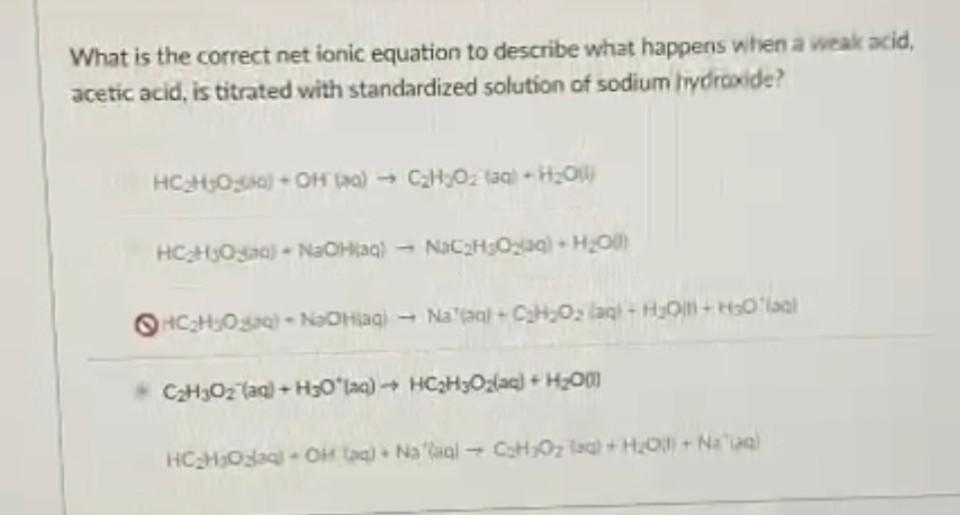 Solved What is the correct net ionic equation to describe | Chegg.com