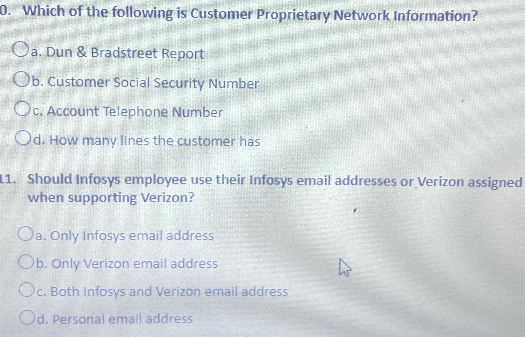 Solved Which of the following is Customer Proprietary | Chegg.com