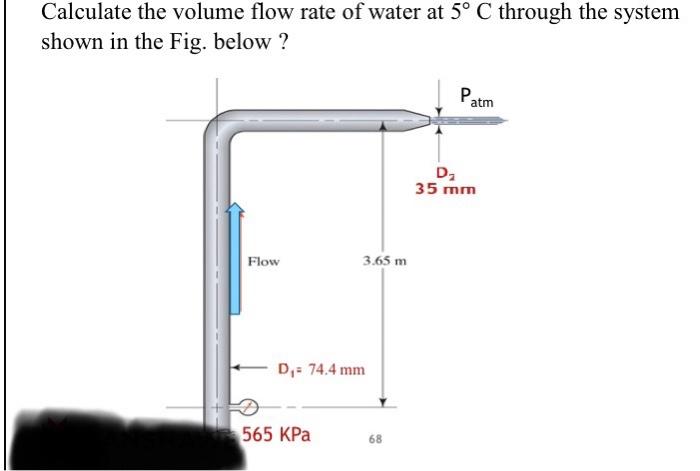 Solved Calculate the volume flow rate of water at 5∘C | Chegg.com