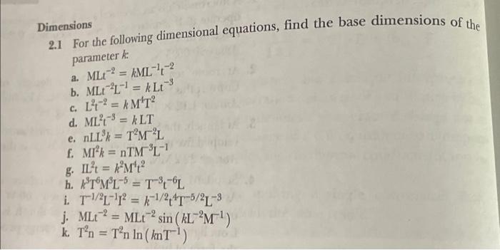 Solved Dimensions 2.1 For the following dimensional | Chegg.com