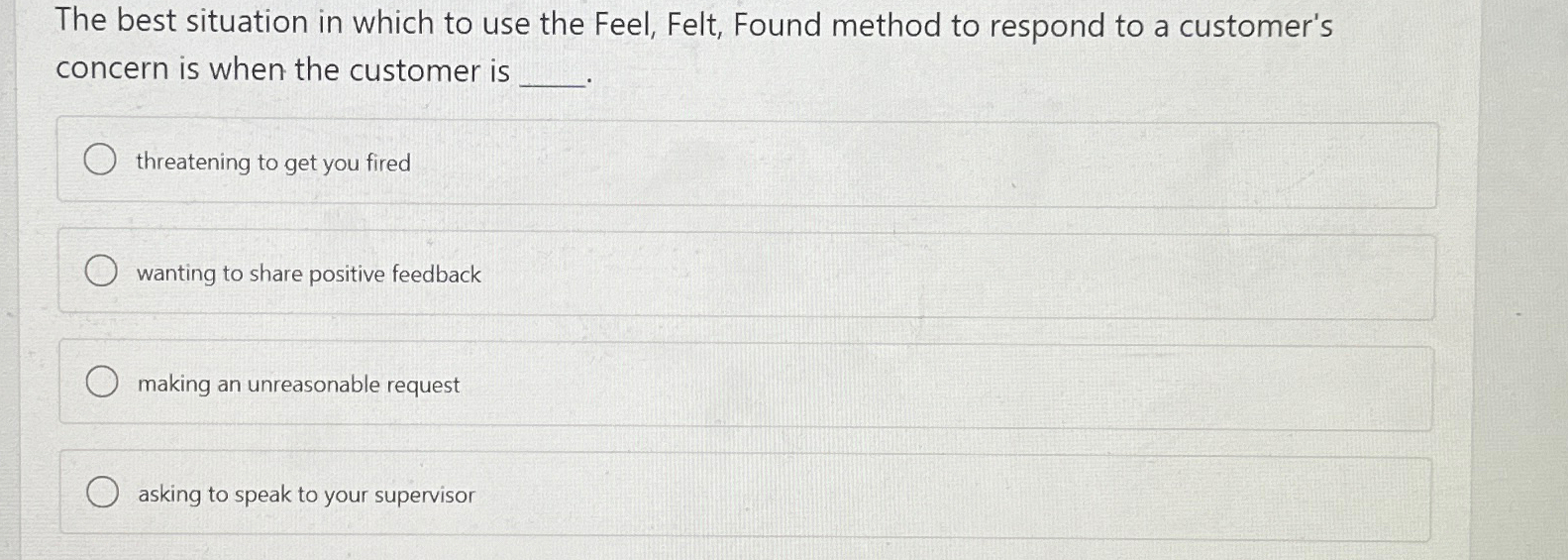 Solved The best situation in which to use the Feel, Felt, | Chegg.com