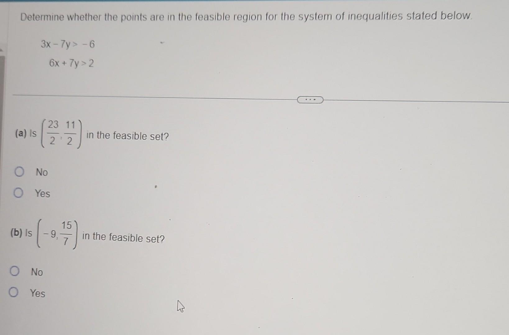 Solved Determine whether the points are in the feasible | Chegg.com