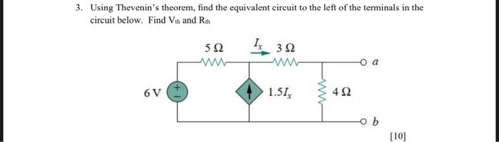 Solved 3. Using Thevenin's theorem, find the equivalent | Chegg.com