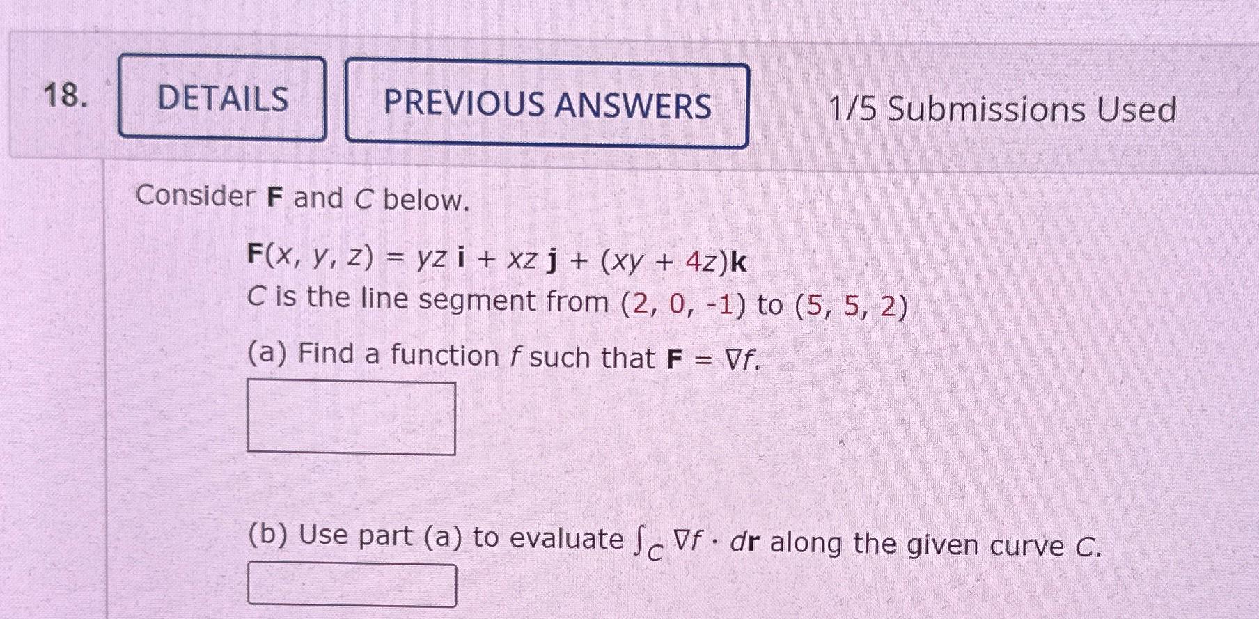 Solved 1/5 ﻿Submissions UsedConsider F ﻿and C | Chegg.com