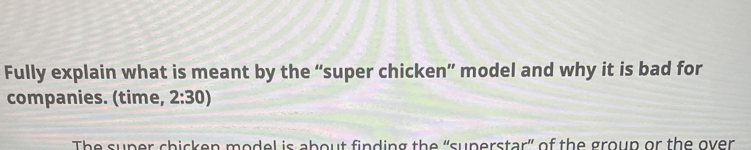 Solved Fully explain what is meant by the "super chicken" | Chegg.com