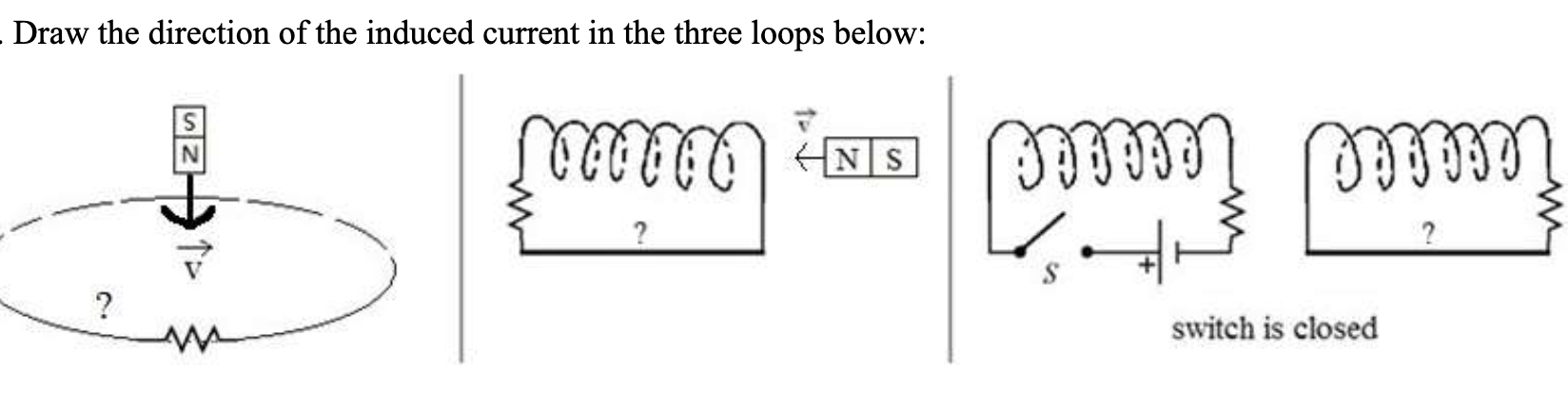 Solved Draw the direction of the induced current in the | Chegg.com
