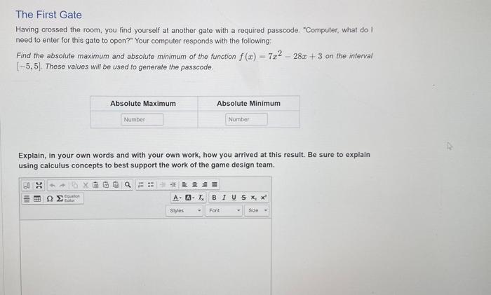 Solved The First Gate Having crossed the room, you find | Chegg.com