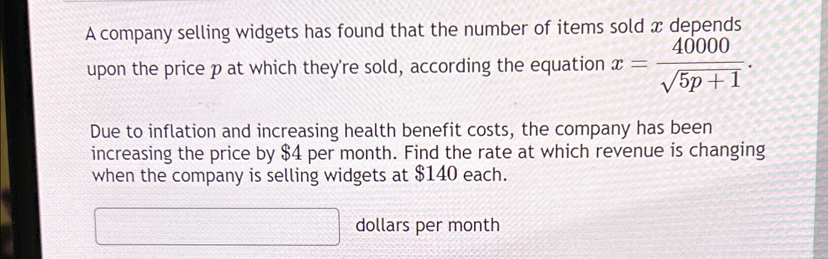 Solved A company selling widgets has found that the number | Chegg.com
